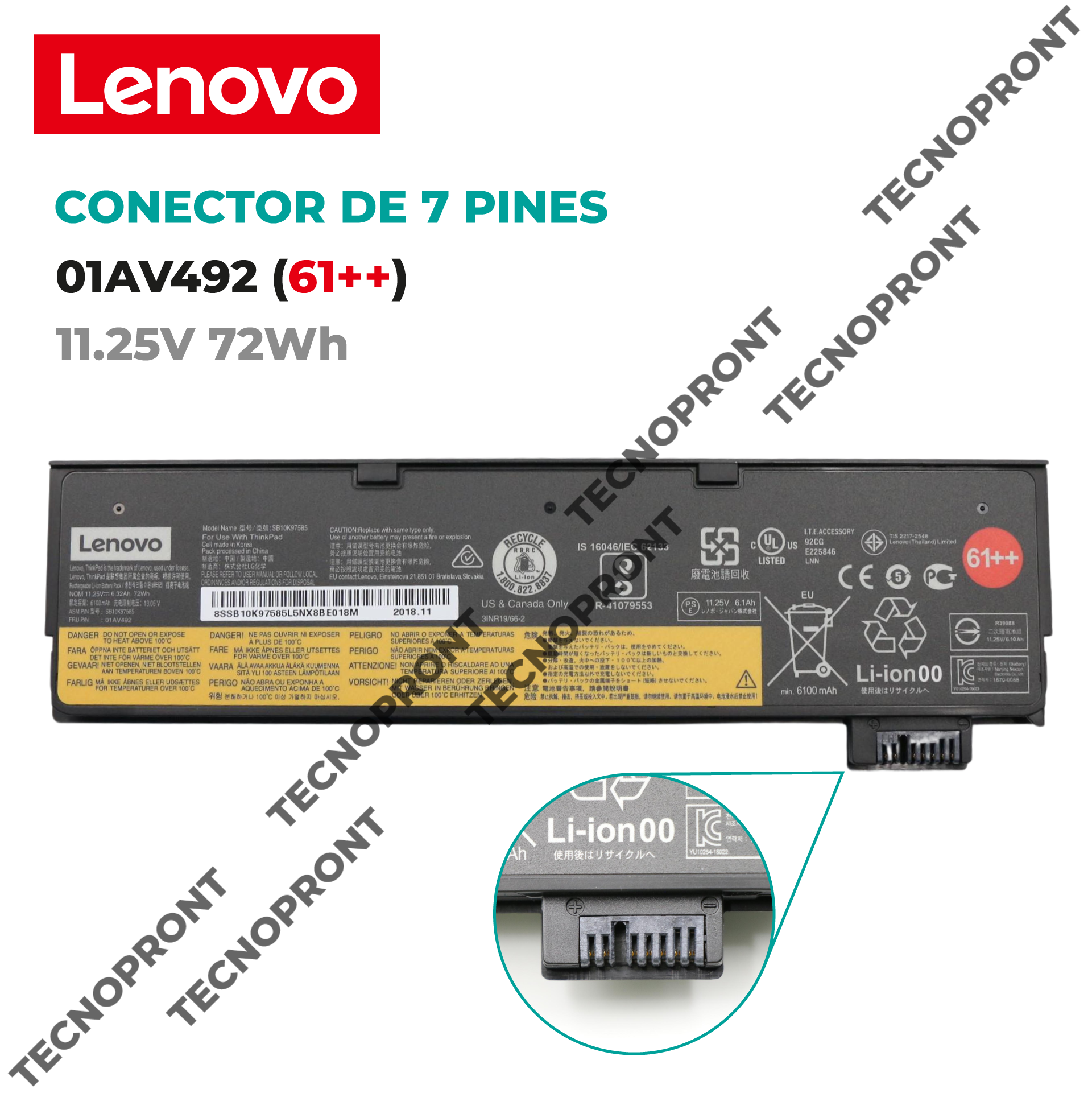 BATERIA LENOVO THINKPAD T470 T480 T570 T580 01AV492 (61++) EXTERNA ...