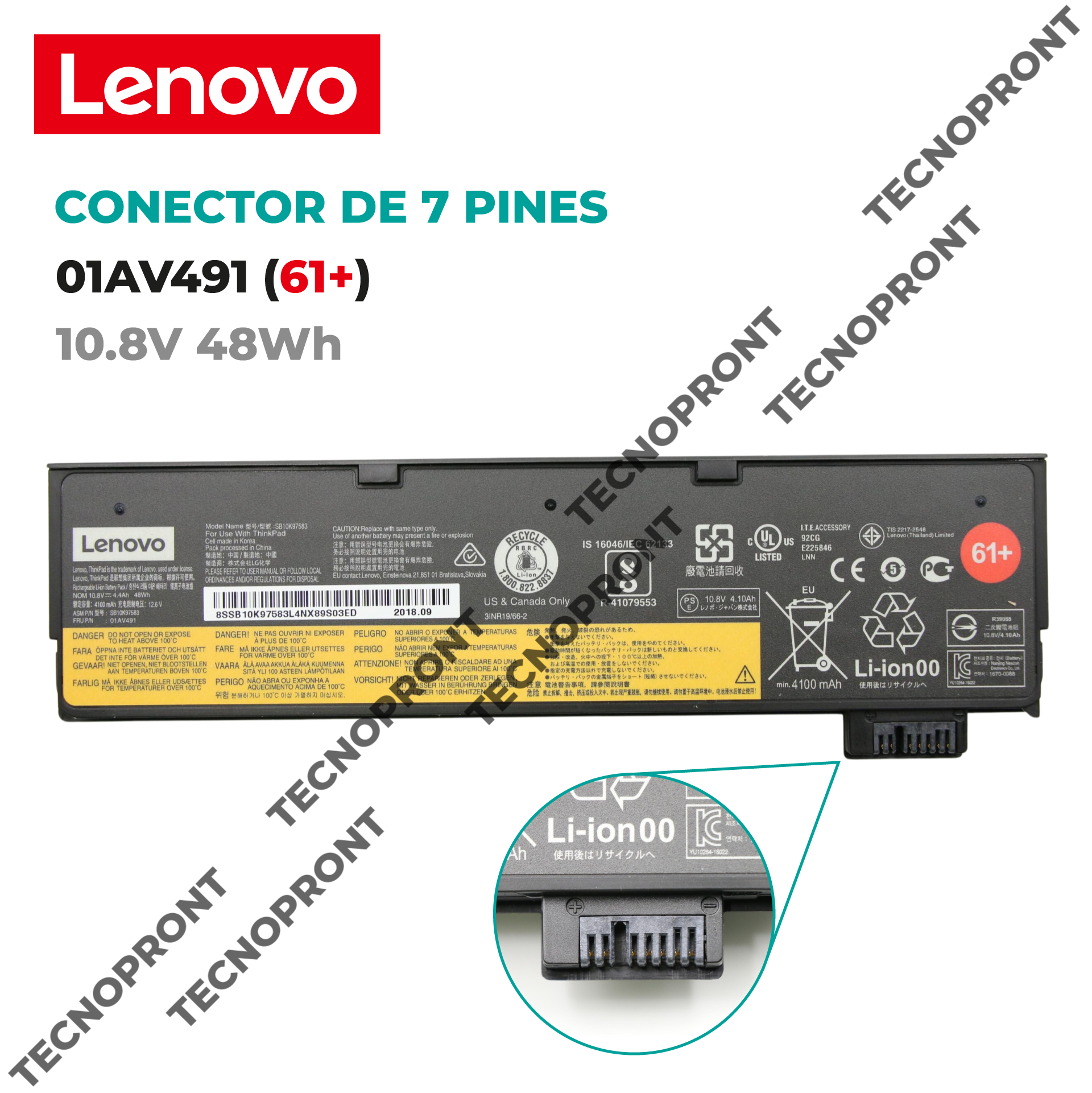 BATERIA LENOVO THINKPAD T470 T480 T570 T580 01AV491 (61+) EXTERNA ...